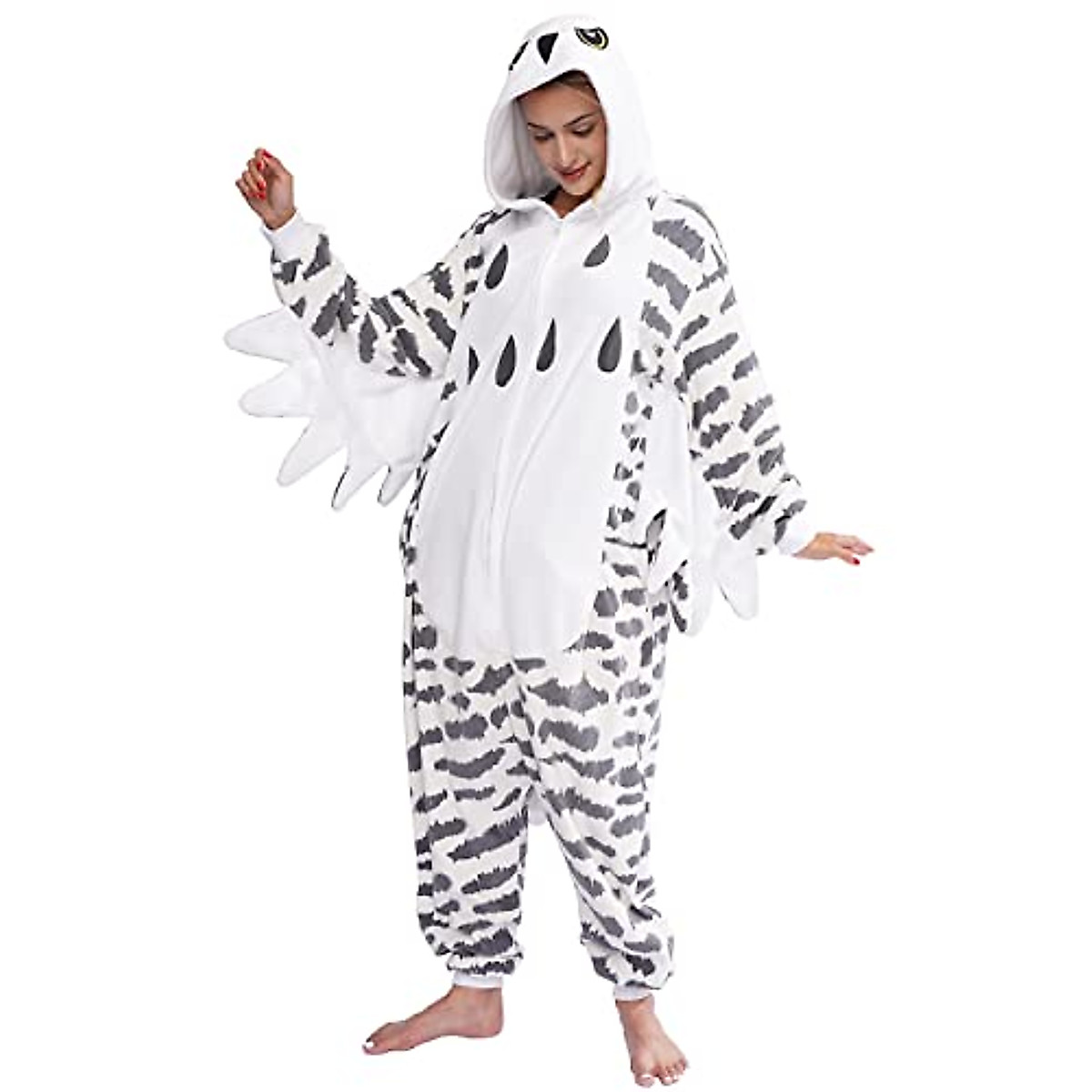 LZBXBXDA Unisex Adult Snowy owl Onesie One Piece Pajamas Animal Christmas Costume Homewear Sleepwear for Women men