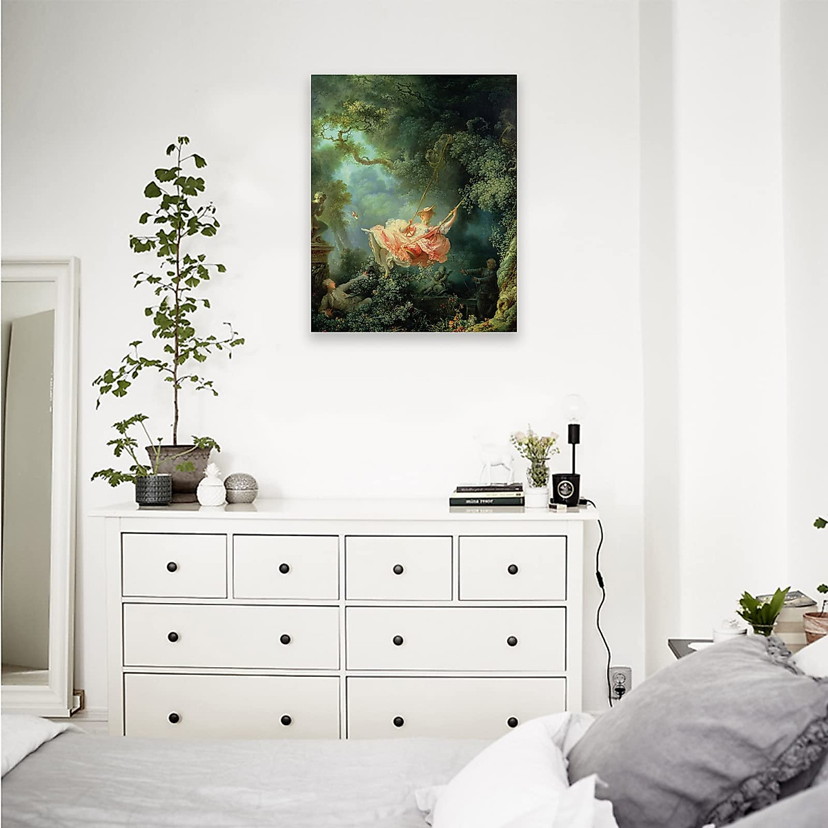 ZZPT Jean Honore Fragonard The Swing Prints - Fine Art Poster - Classicism Oil Painting Vintage Canvas Wall Art Landscape for Living Room Bedroom Home Decor Unframed (12x15in/30x38cm)
