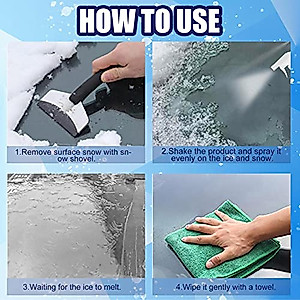 Defrosting De-Icer Spray for Car Windshield Windows Wipers and Mirrors, Agent Ice Melting, Quickly and Easily Melts, Multifunctional Automotive Glass Snow Remover (Without rag)