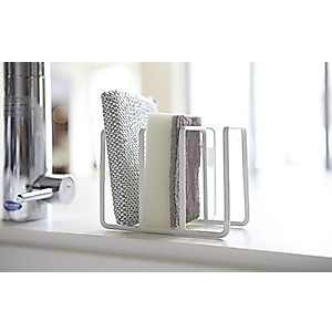 Yamazaki Home 3 Sponge Holder Rack Organizer for Kitchen Sink | Steel, One Size, White
