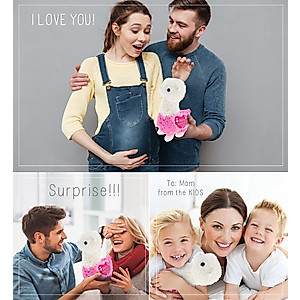 DolliBu Happy Mother's Day Super Soft Plush Sparkle Pink Llama Figure - Cute Stuffed Animal with Pink Heart Message for Best Mommy, Grandma, Wife, Daughter - 11.5" Inch