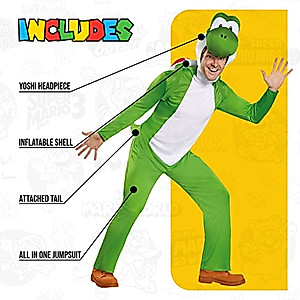 Disguise Men's Yoshi Deluxe Adult Costume, Green, X-Large
