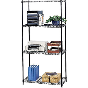 Safco Products 5276BL Commercial Wire Shelving 36" W x 18" D Basic Unit (Extra Shelves 5243BL Sold Separately), Black