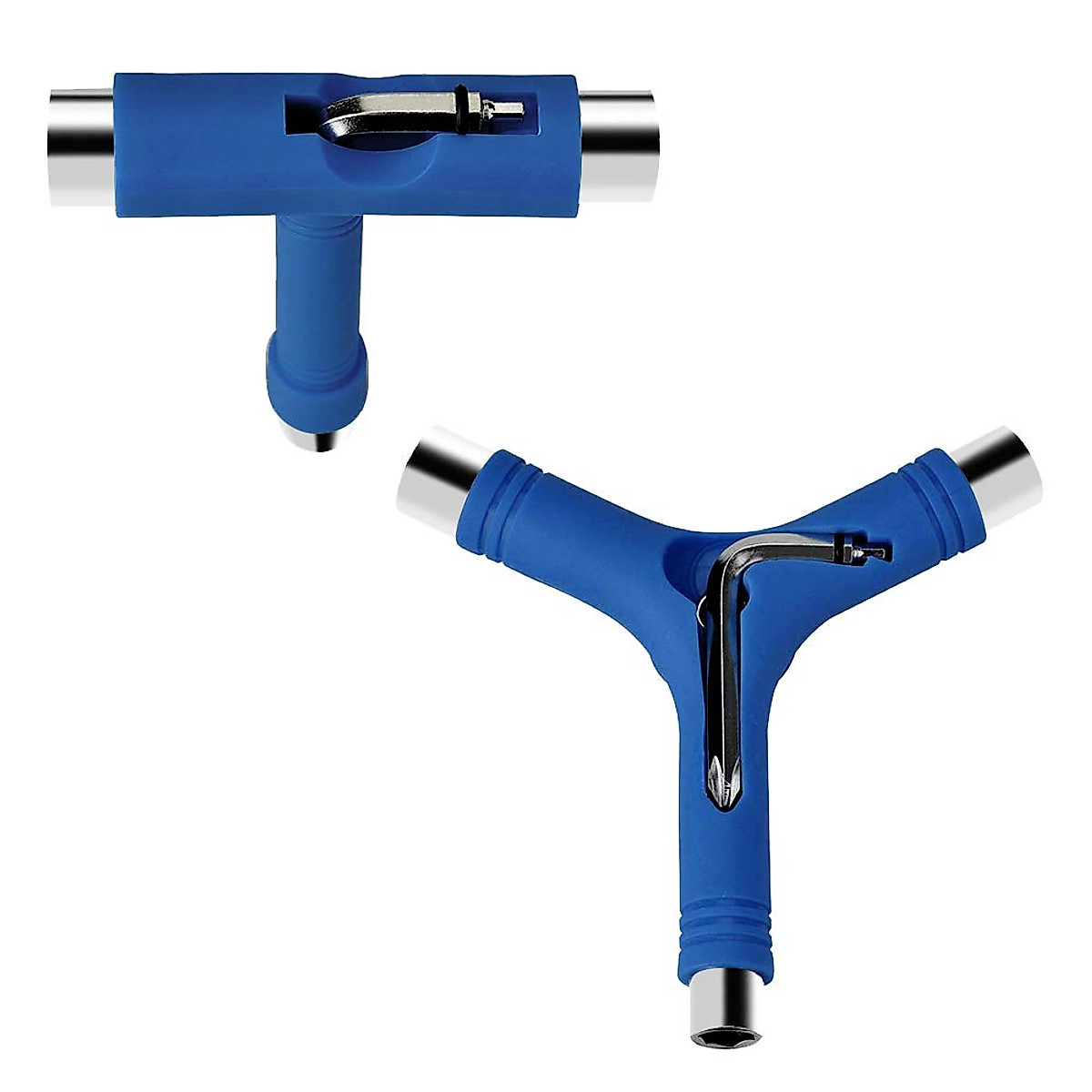 Sonku Blue All-in-One Skateboard Tool, Multifunctional Portable Skateboard T-Tool and Y-Tool Accessory with Screwdriver Wrench Storage in A Bag