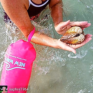 New Wave Swim Buoy for Open Water Swimmers, Triathletes and just Your Swim Buddies - Tow Float for Safe Swim Training, Kayaking & Snorkeling (Pink PVC Medium-15L)