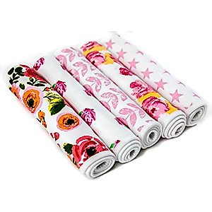 KiddyStar 100% Organic Cotton Baby Burp Cloths, 5 Pack Burping Rags, Large 21''X10'' Soft and Absorbent Burping Towels for Newborns