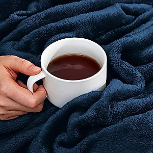 SLEEP ZONE Flannel Fleece Blanket Throw Size (50"x60") Lightweight Super Soft Fuzzy Plush Bed Sofa Couch Travel Blanket (Navy)