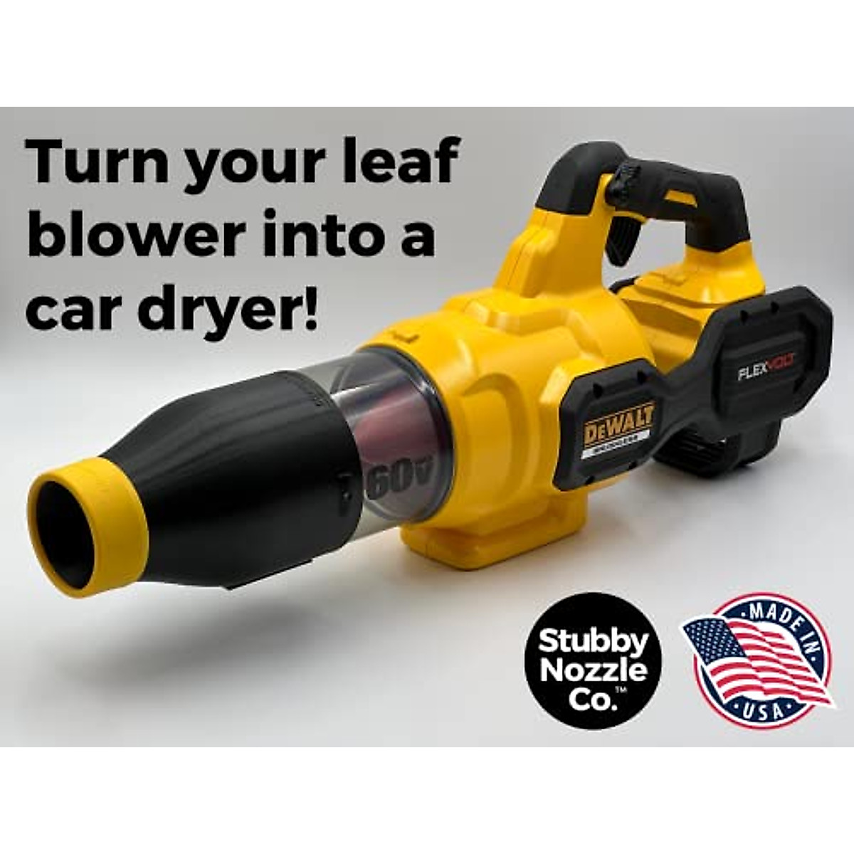 Stubby Nozzle Co. STUBBY Car Drying Nozzle for DEWALT 60V MAX FLEXVOLT Leaf Blower (DCBL772B)