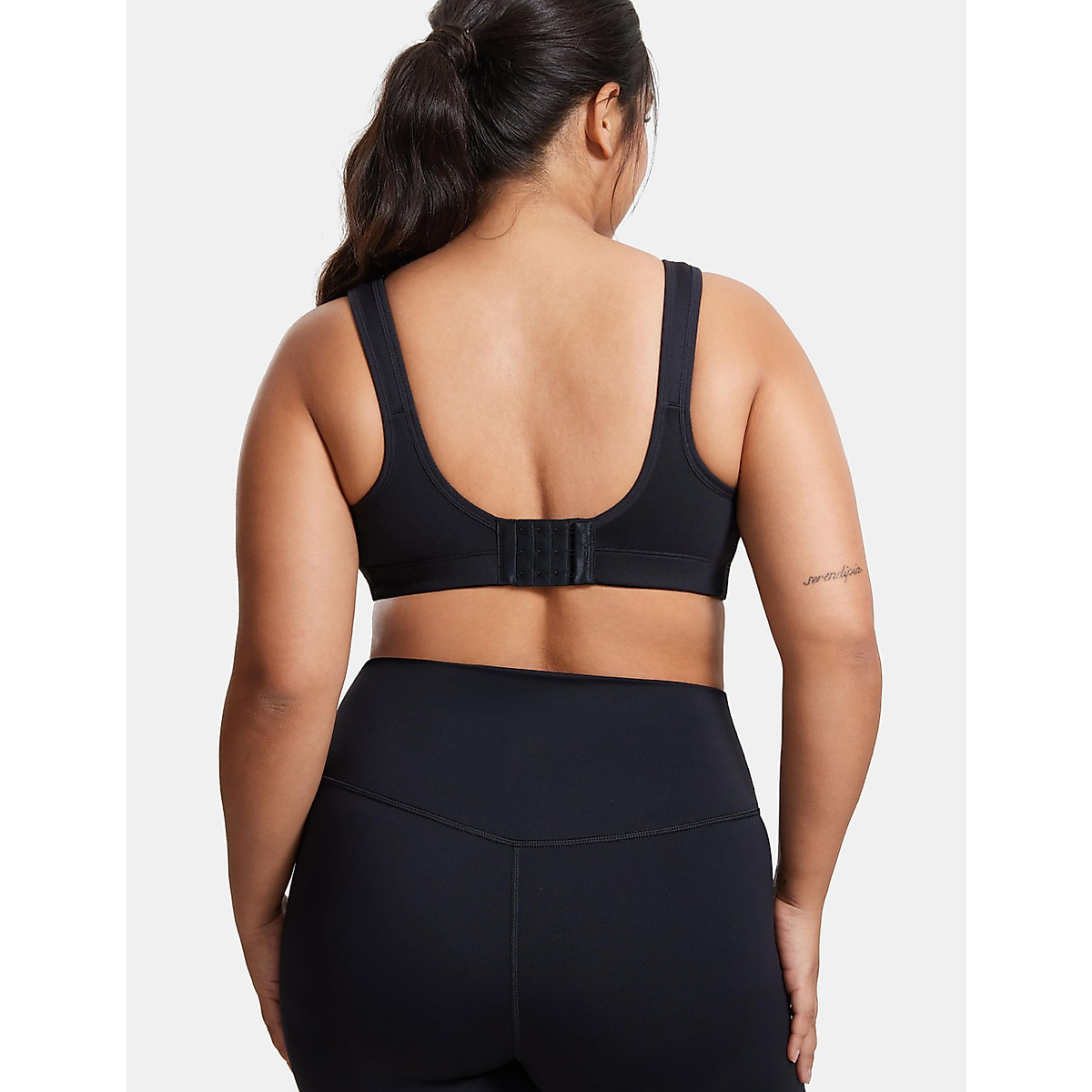 SYROKAN Front Adjustable Sports Bras for Women High Impact Wirefree Comfort No Bounce Support Workout Running Bra Black 36B