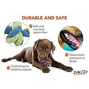 Dog Chew Rope Toys – Set Of 4 Ropes - For Large, Small Teething Pets – All Puppy Breeds Aggressive Chewers – 100% Cotton for Natural Floss – With Ball, Tough Teething Rope, Tug-Of-War & Fetching Bone