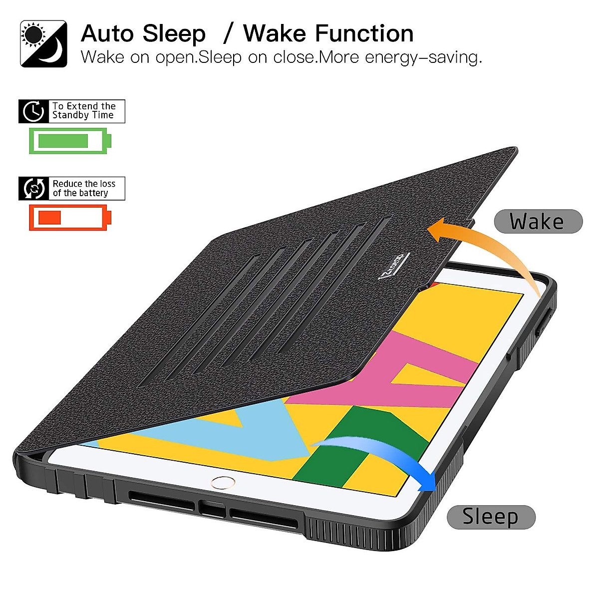 ZtotopCase iPad 9th/8th/7th Generation Case, [6 Magnetic Angles] Highly Protective & Shock Absorption Cover with Pencil Holder for iPad 10.2 Inch 2021/2020/2019 - Black