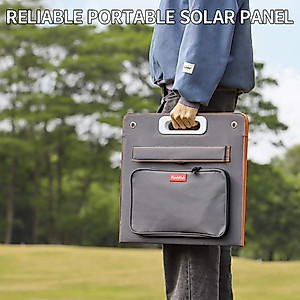 Flashfish 18V/60W Foldable Solar Panel, Portable Solar Charger with DC Output for Flashfish 151Wh/166Wh/222Wh(Sold Separately), USB-C/QC3.0 for Phones, Tablets On Camping Van RV Road Trip