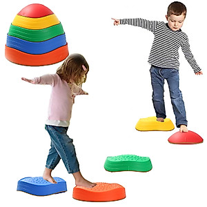 Juoe 5Pcs Stepping Stones for Kids,Non-Slip Plastic Toddler Balance River Stones for Promoting Children's Coordination Skills Obstacle Courses Sensory Toys for Toddlers Indoor or Outdoor Play