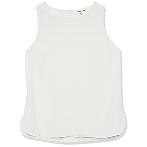 Amazon Essentials Women's Regular-Fit Sleeveless Layering Tank Top Crew Neck, Ivory, Large