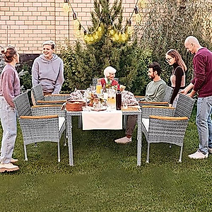 ARTBUSKE 7 Piece Outdoor Furniture Patio Table and Chairs Set of 6 Outdoor Dining Set for 6 Patio Dining Sets Back Yard Furniture Set for Outside Patio Garden Poolside