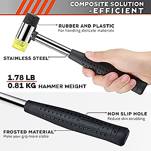 Small Rubber Mallet Hammer Tool - 25mm Non Marring Hammer Tapping Block for Vinyl Plank Flooring Mallet Rubber Hammer Small Hammer for Crafts - Jewelry, Wood Rubber and Nylon Double Faced Soft Mallet