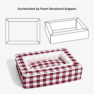 Tartan Cozy Dog Anti-Anxiety Calming Bed, Removable Dog Bed, Christmas Classic Tartan Pet Bed, Funny Fuzzy Dog Bed, Suitable for All Seasons, Made of Pure Cotton (Red, 25.59 * 19.69 * 6.3 in)