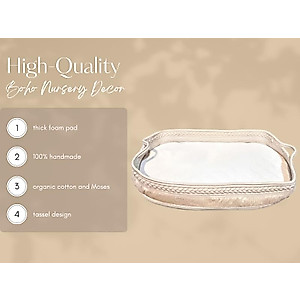 Baby Changing Basket, Cotton Rope Moses Basket, Diaper Changer, Handwoven, Boho Nursery Décor, Changing Nursery/Dresser/Table Topper, Baby Bassinet Station with Soft Pad