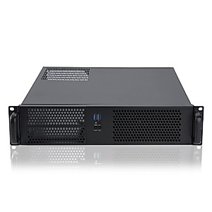 RackChoice 2U Micro ATX Compact Rackmount 2 x 5.25 Chassis Support ATX PS2 PSU with 120mm Fan on top, USB3.0 with 2.0 Adapter