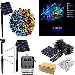 ZSMPY Fairy Lights Led Solar String Lights Fairy Lights Colorful 8 Lighting Modes Outdoor Decorative Light for Garden Home Wedding Party Christmas Halloween Decoration Lights String