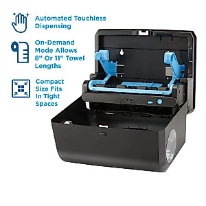 Pacific Blue Ultra 9" Mini Automatic Paper Towel Dispenser by GP PRO (Georgia-Pacific), Black, 54518, 14.1" W x 6.5" D x 11.1" H - New Version