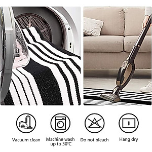 KaHouen Black and White Striped Rug (27.5 x 43 Inches),Black and White Outdoor Rug, Hand-Woven Striped Rug Indoor/Outdoor Area Rug Front Door Floor Mat for Farmhouse/Porch/Living Room.