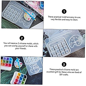 SEWACC Resin Molds 6 Pcs Palette Stencil Resin Tray Eyeshadow Pallet Crystal Mold Paint Resin Eyeshadow Pallets Silicone Mold for DIY Paint Tray Box Mold DIY Accessories Clay