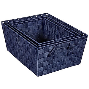 Whitmor Woven Strap Storage Baskets S/3-Navy