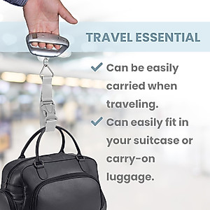 Smart Weigh Digital Portable Luggage Scale, 50kg /110lbs Capacity, with EZ Grip Handle, Travel Hanging Scale w/Strap, Bag Weight Gadget w/Tare Function for Suitcases, Batteries Included, Silver
