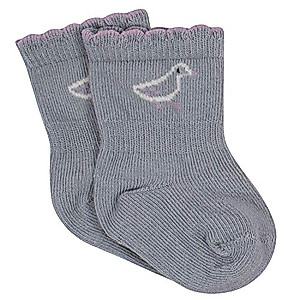 Grow by Gerber Baby Girl's 6-Pack Wiggle Proof Socks Sockshosiery, Pink/Ivory/Grey, 12 Months