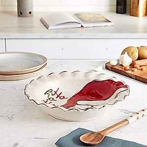 Mud Pie Santa Farm Salad Bowl, 2 Piece Set, White, 46000178, tray 3" x 13" | spoon 12"