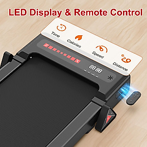XMKEY Walking Pad-Under Desk Treadmill-2 in 1 Treadmills for Home-Walking Treadmill with Remote Control, Portable Mini Treadmill 265 lbs Capacity, Bluetooth and LED Display