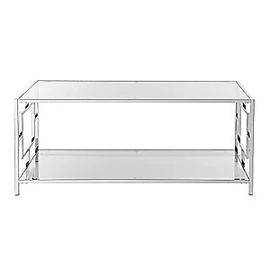 Town Square Chrome Coffee Table with Shelf, Glass/Chrome