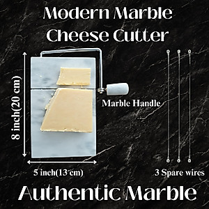 CraftsOfEgypt Marble Cheese Slicer for Block Cheese, Stylish Cheese Slicer Wire, and Convenient Cheese Cutter Board with Wire Cutter
