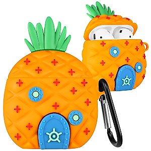 Besoar for AirPods 2&1 Case Cartoon Cute Kawaii Silicone Cases for Apple AirPod Air Pods 1/2 Design Cover Cool Unique Fashion Fun Funny Soft Coves for Girls Girly Boys(Pineapple House)