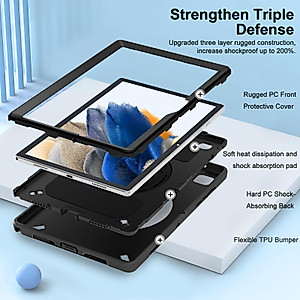 Miesherk Case for Galaxy Tab A8 Case 10.5'' 2022(SM-X200/X205/X207) with Hand/Shoulder Strap-Military Grade Shockproof, Black