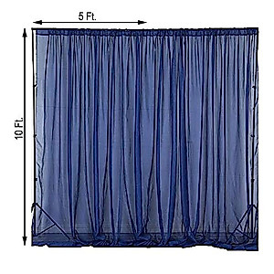 BalsaCircle 10 feet x 10 feet Navy Blue Sheer Voile Backdrop Drapes Curtains 2 Panels 5x10 ft - Wedding Ceremony Home Decorations