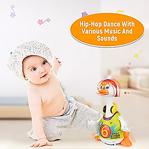 Woby Baby Musical Toy Dancing Singing Talking Walking Hip Hop Swing Goose Cool Educational Toy Gift for 1 2 3 Year Toddlers Kids Boys Girls