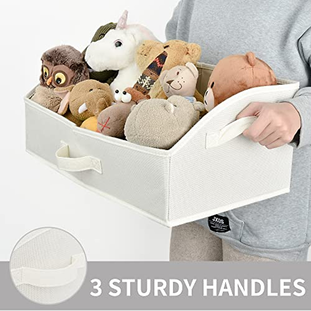 GRANNY SAYS Shelf Storage Baskets, Cloth Bin Organizer and Storage Bins, Trapezoid Storage Boxes Decorative, Clothing Bins for Changing Table Closet Shelves, Pearl White, 3-Pack