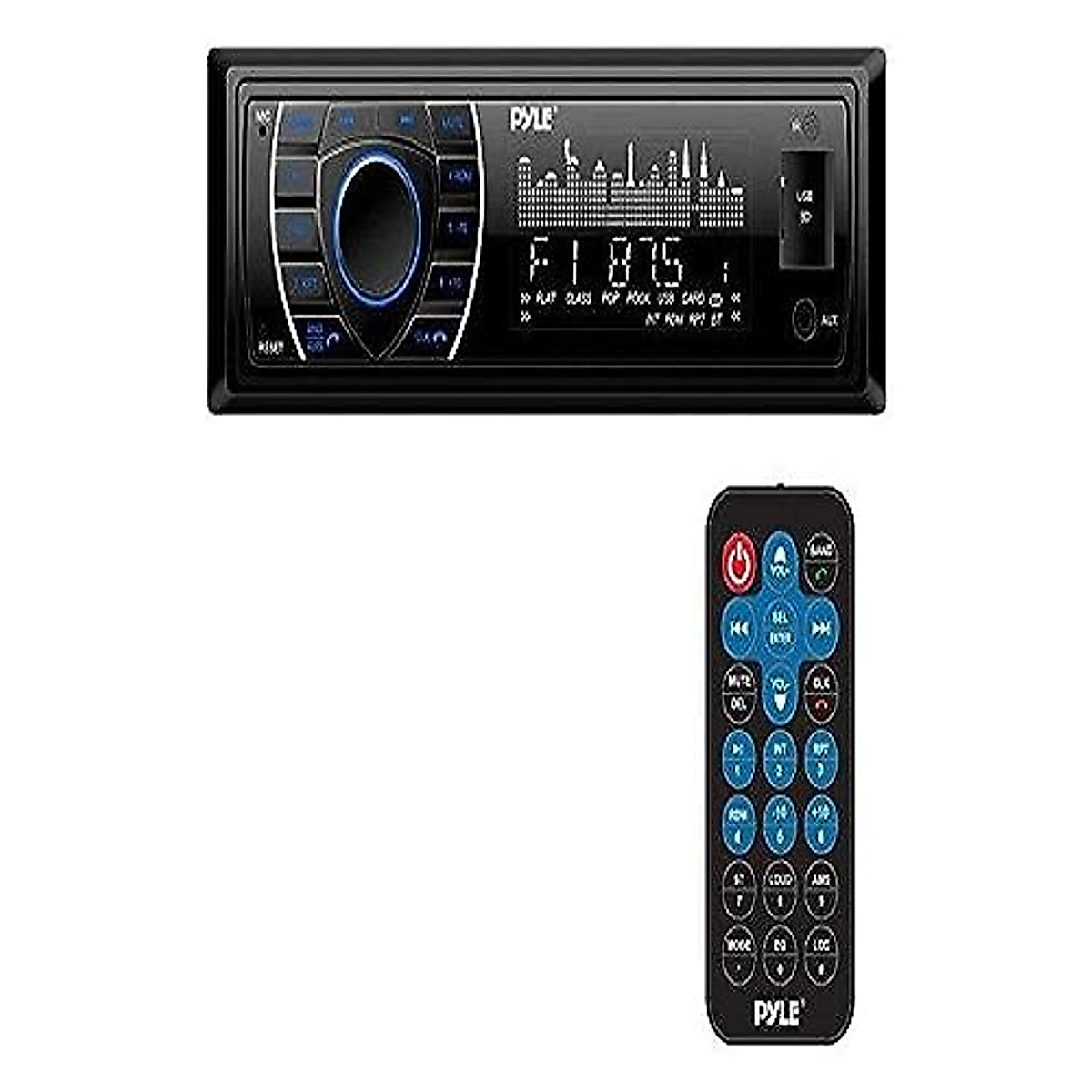 Pyle Marine Speakers - 5.25" Inch Low Profile Slim Style Waterproof Wakeboard Tower and Weather Resistant & Bluetooth Marine Receiver Stereo - 12v Single DIN Style Boat in Dash Radio Receiver