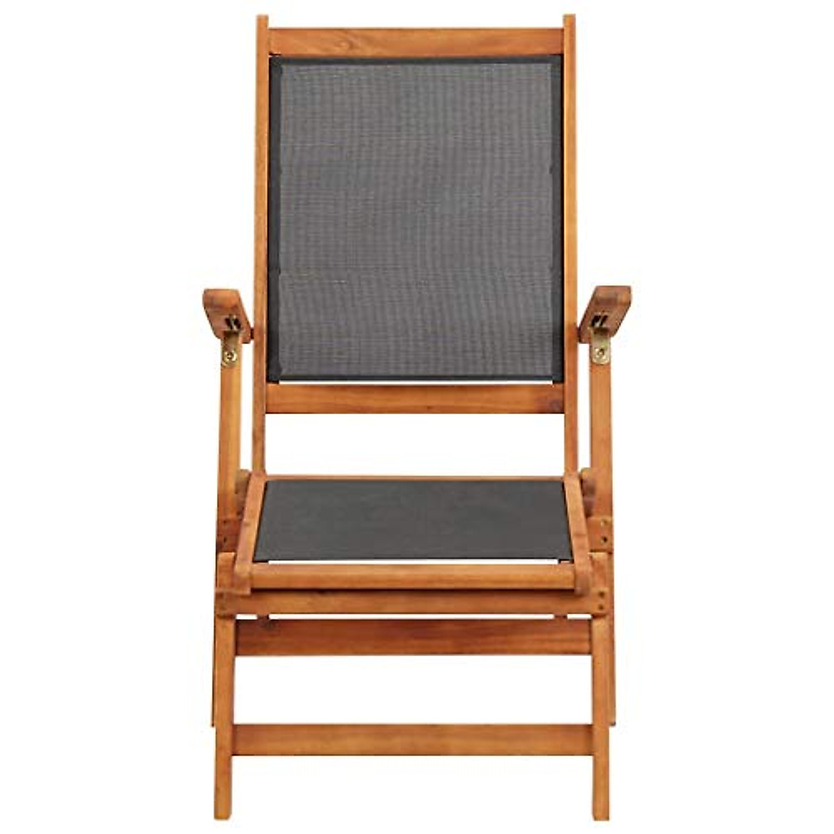 Deck Chair Adjustable | Rustic Deck Lounge Chair | Folding Outdoor Chaise Lounge | Wooden Foldable Sun Lounger for Patio Garden Backyard | Solid Acacia Wood and Textilene 55.5" x 22.6" x 36.2"