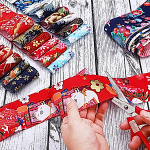 70 Pcs Japanese Jelly Cotton Fabric Patchwork Roll, 2.55 Inch Cotton Fabric Quilting Strips Roll up Jelly Fabric Patchwork Cotton Fabric for Quilters and Sewing DIY Crafts