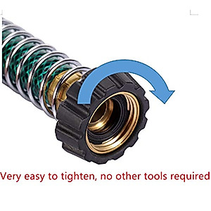 Garden Hose Coiled Spring Protector with Solid Brass Faucet Hoses Coupling Adapter Extension with Comfortable Rubberized Grip 2pcs