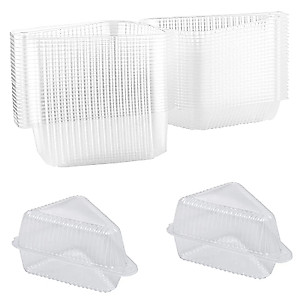 200 Pcs Transparent Cake Slice Containers with Lids Clear Plastic Trays with Hinged Lid Clear Medium Hinged Lid Cheesecake Container Disposable to Go Box Food Containers for Store Your Food