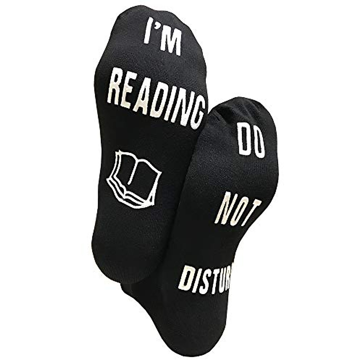Do Not Disturb I'm Reading Novelty Nerd Socks Funny Gifts for Men Women Geeks (Black, Small)