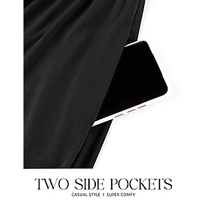 ZESICA Women's Spring Long Sleeve Dress 2025 Crewneck Casual Loose Pleated Tiered Swing Midi Dresses with Pockets,Black,Large