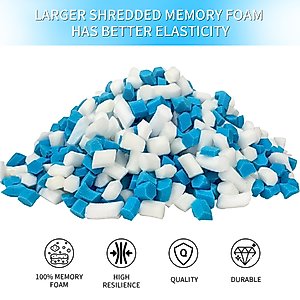 HONEHO 15 LBS Shredded Gel Memory Foam Filling, Comfortable and Soft Bean Bag Chair Filler, Memory Foam Stuffing for Cooling Pillow