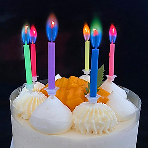 Birthday Cake Candles Happy Birthday Candles Colorful Candles Holders Included (Colorful, 12)