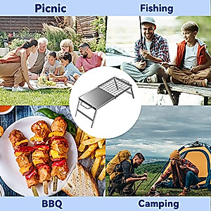 Skyflame Folding Campfire Grill, Portable Stainless Steel Camping Grill Grate and Camp Grill Griddle with Collapsible Legs for Versatile Outdoor Backpacking BBQ Over Fire Pit Cooking