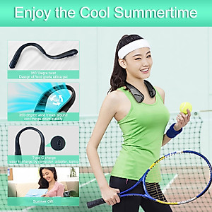Neck Fan, 5000mAh Foldable Bladeless Neck Fans Portable Rechargeable, 3 Speeds Adjustment 360° Cooling Airflow, Hands Free Wearable Personal Fan, USB Powered, Portable Fan for Travel Outdoor-Black